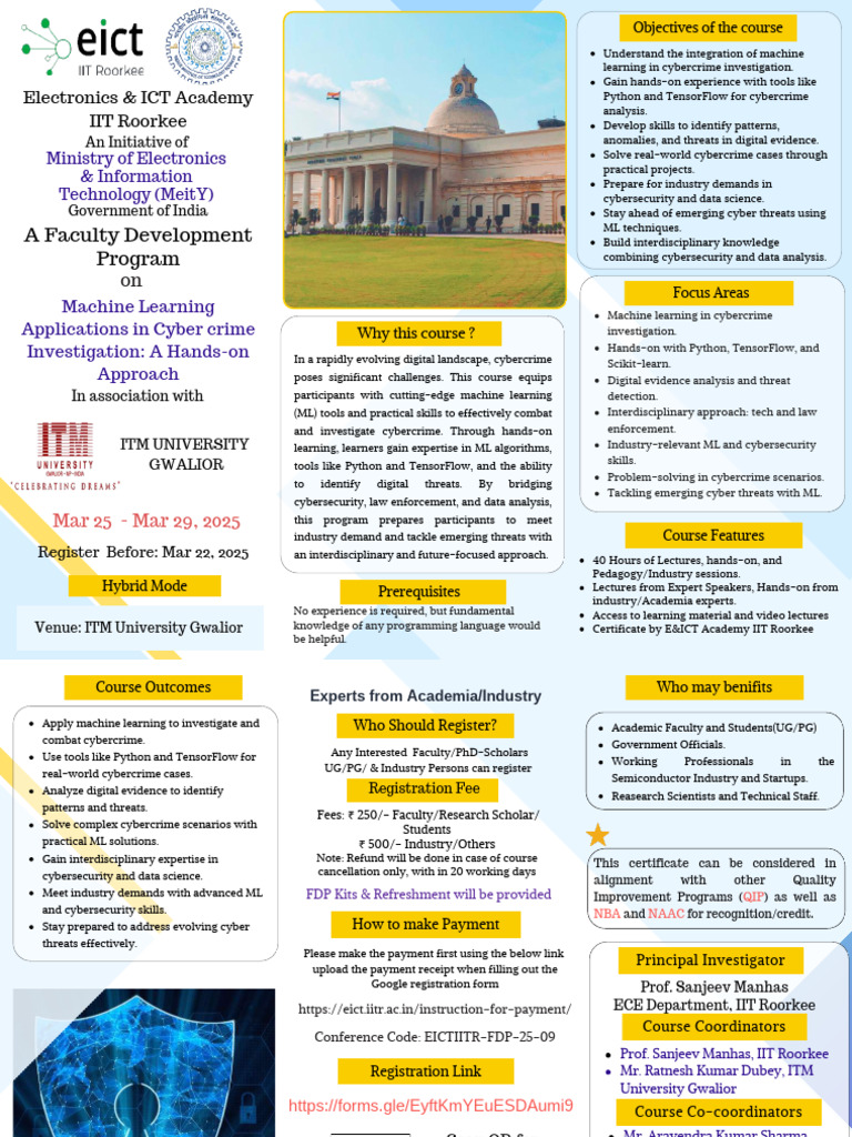 EICTIITR FDP ML CC Brochure | PDF | Cybercrime | Computer Security