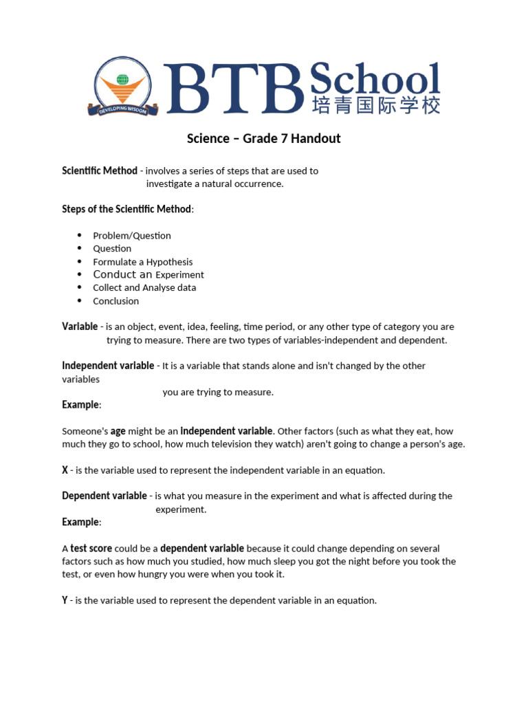 Handout - Science (G7) | PDF