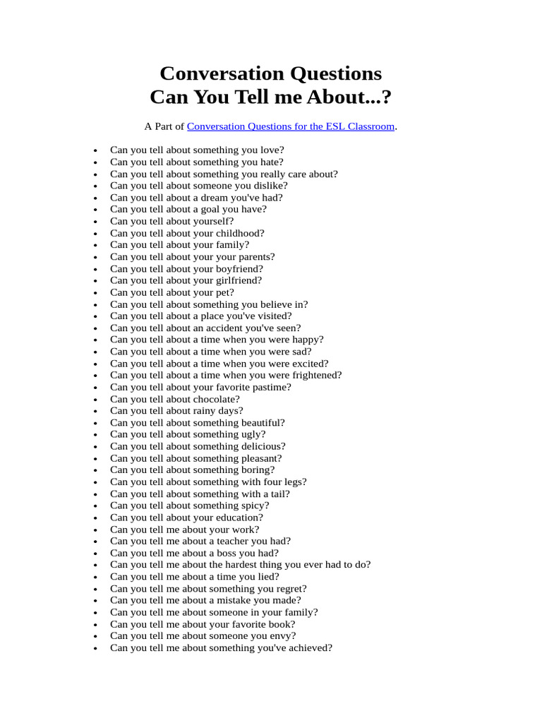 Personal Reflection Questions for ESL | PDF