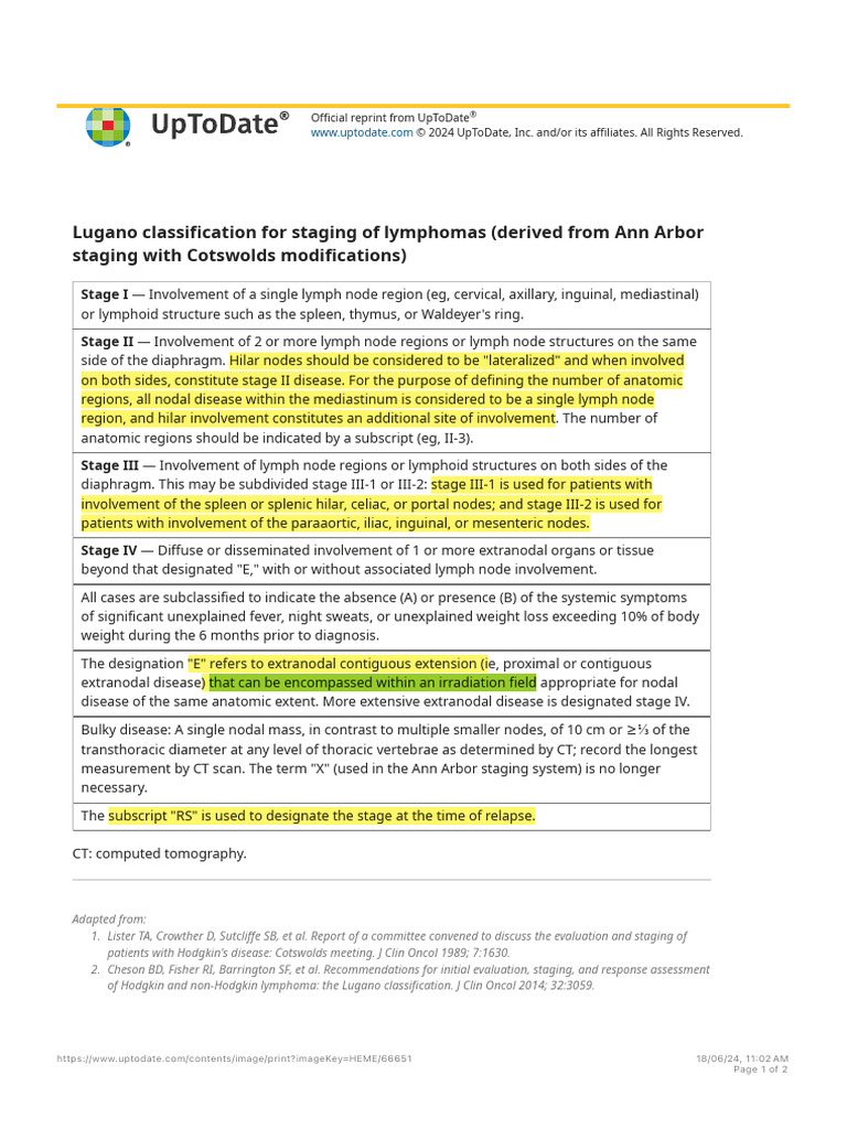 Lugano Classification For Staging of Lymphomas - UpToDate | PDF ...