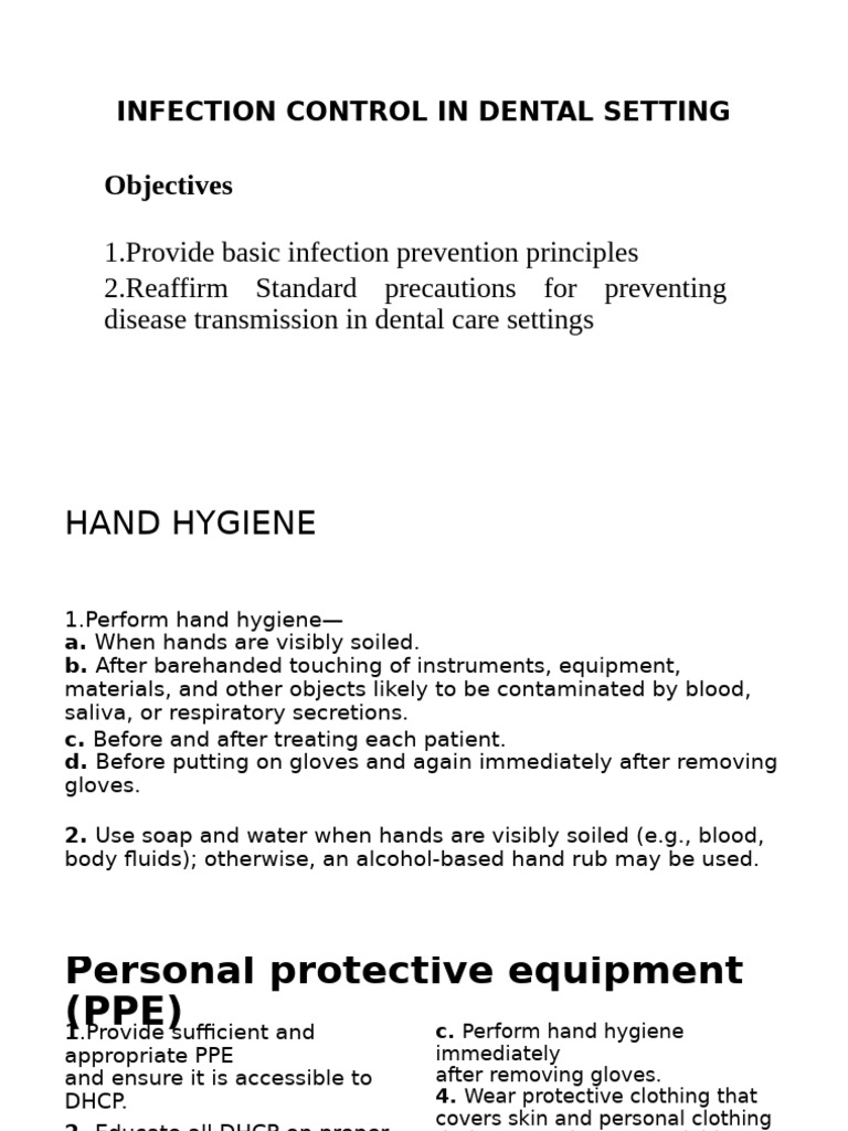 5) Infection Control in A Dental Setting 1 | PDF | Personal Protective ...