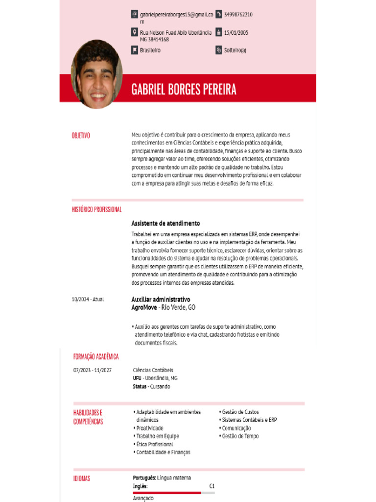 Currículo Gabriel Borges Pereira | PDF