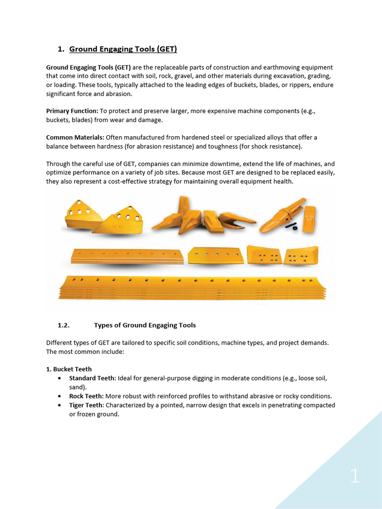 Ground Engaging Tools Overview | PDF | Loader (Equipment) | Wear