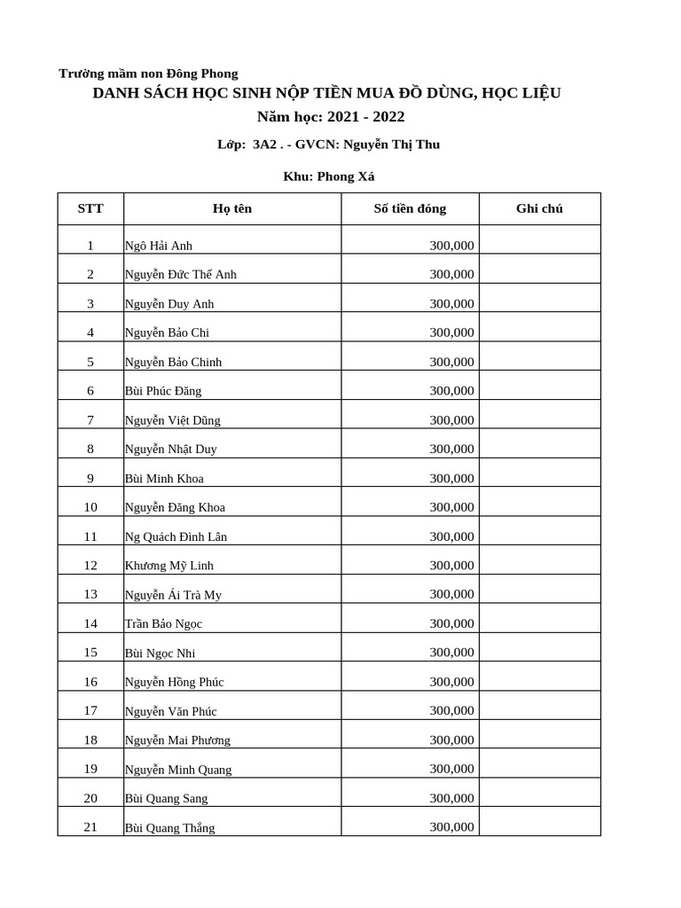 Lớp 3a2 Năm Học 21-22.c Thu | PDF