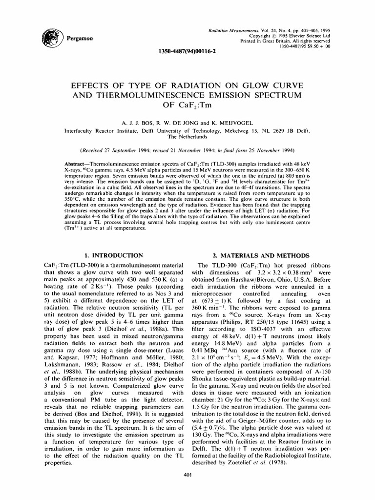 Radiation Measurements - Bos, de Jong, Meijvogel - 1995 - Effects of ...
