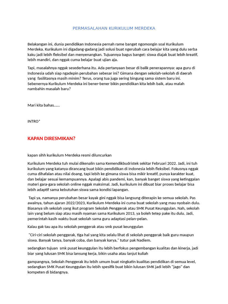 Tantangan dan Dampak Kurikulum Merdeka | PDF