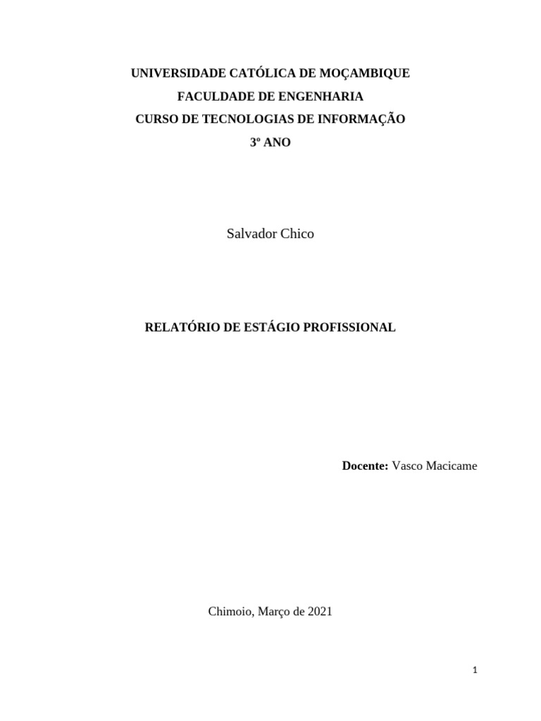 Relatorio de Estagio Mavuzi | PDF | Rede de computadores | Tecnologia ...