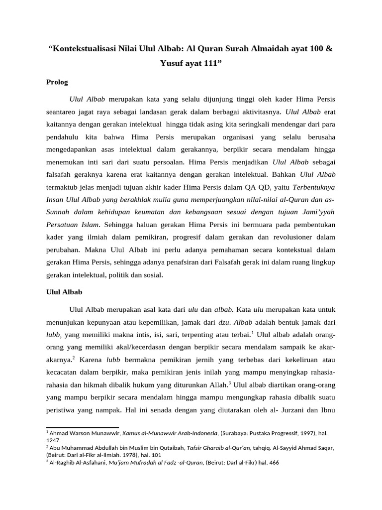 Kontekstualisasi Nilai Ulul Albab | PDF