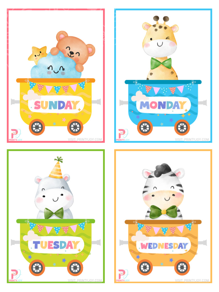Days of The Week Flashcards For Kids | PDF