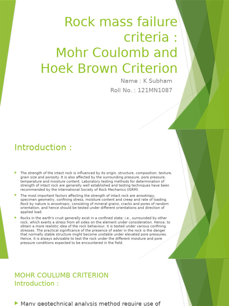 Rock Mass Failure Criteria | PDF | Strength Of Materials | Porosity