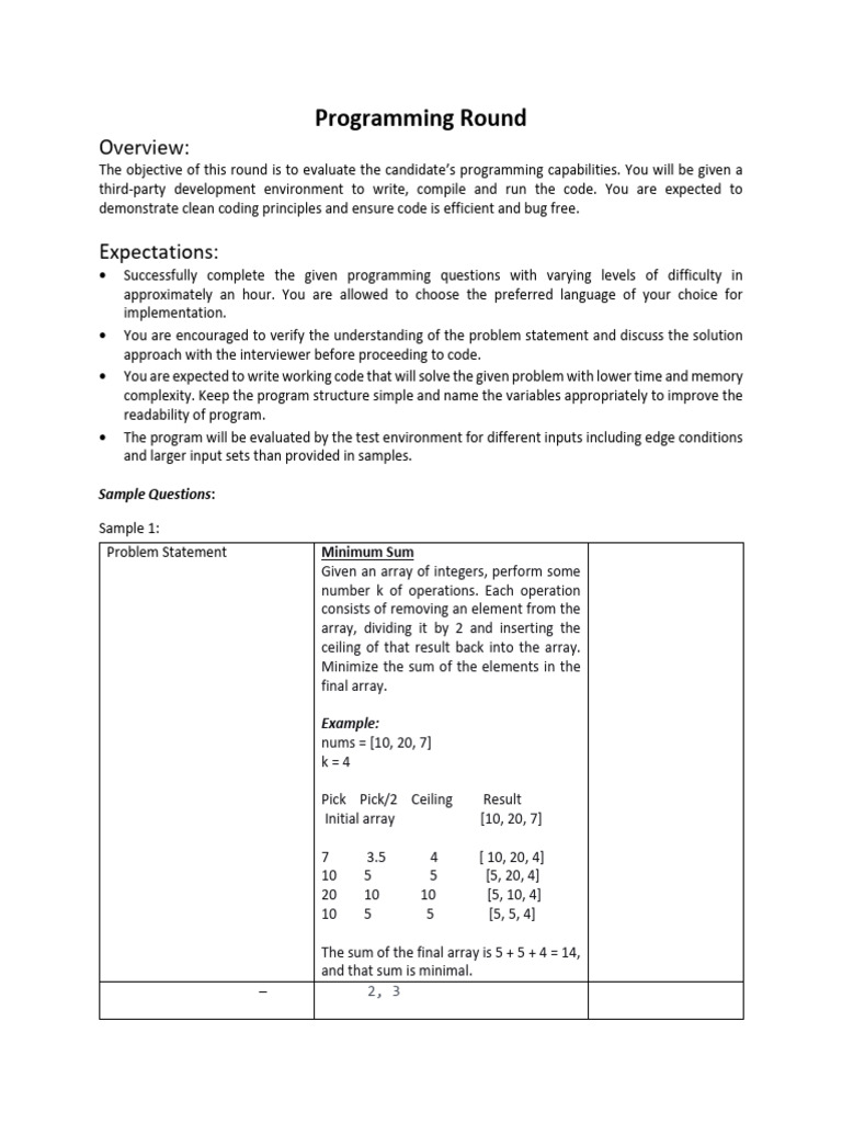Interview Preparation Guidelines Sample Questions | PDF | Software Engineering | Algorithms And ...