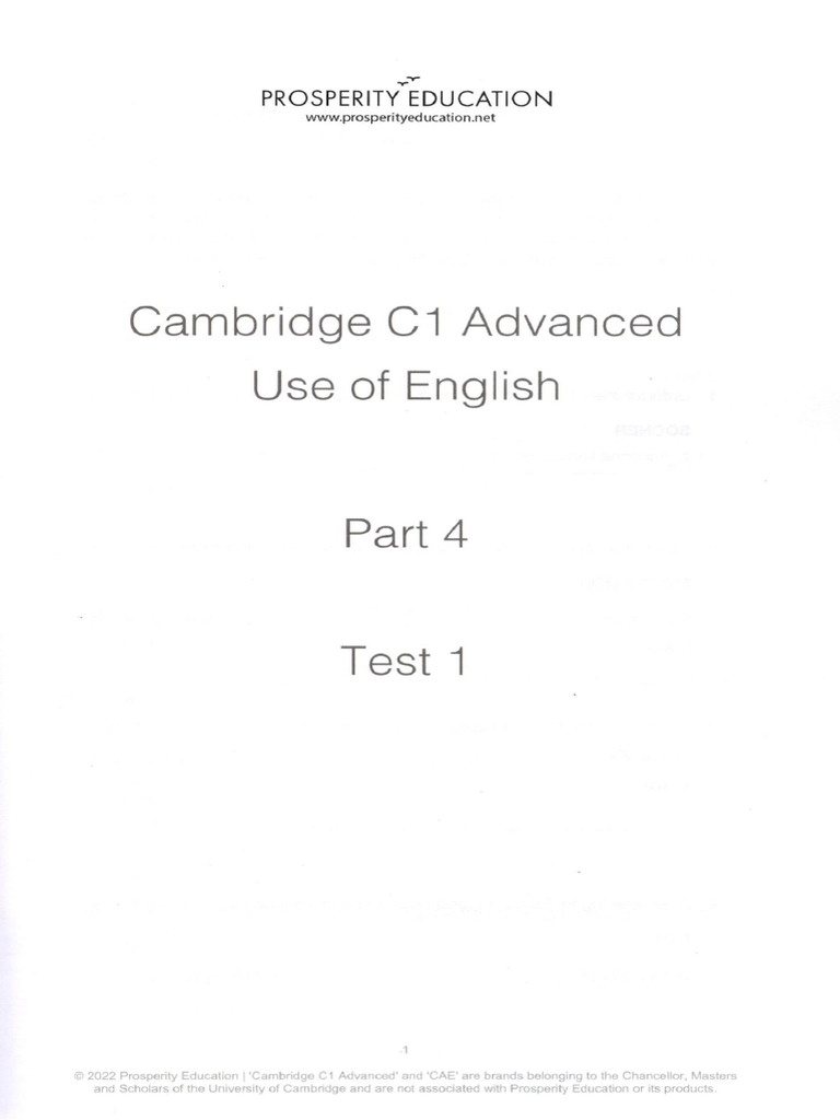 Cambridge C1 Advanced Key Word Transformation - PE - Test 1 - Part 4 | PDF
