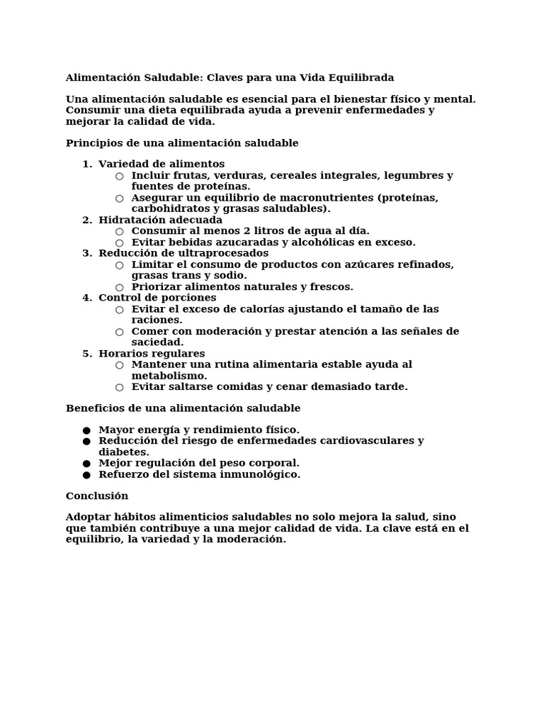 Alimentación Saludable_ Claves para una Vida Equilibrada | PDF
