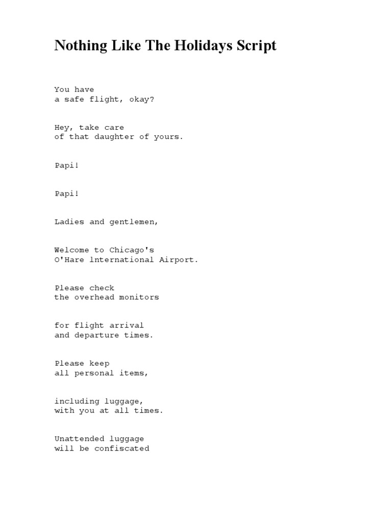 The Holiday Script | PDF