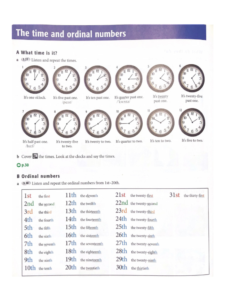 The Time and Ordinal Numbers | PDF