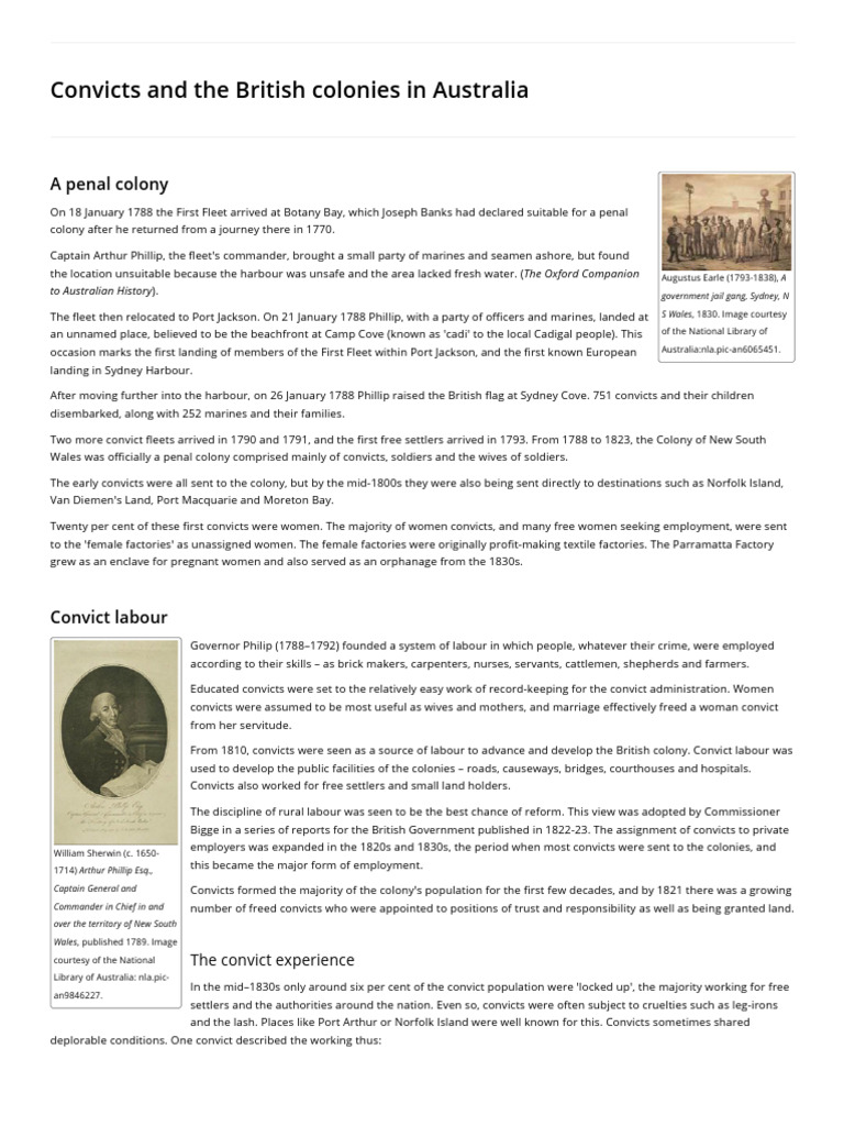 Convicts and The British Colonies in Australia - Australia - Gov | PDF ...