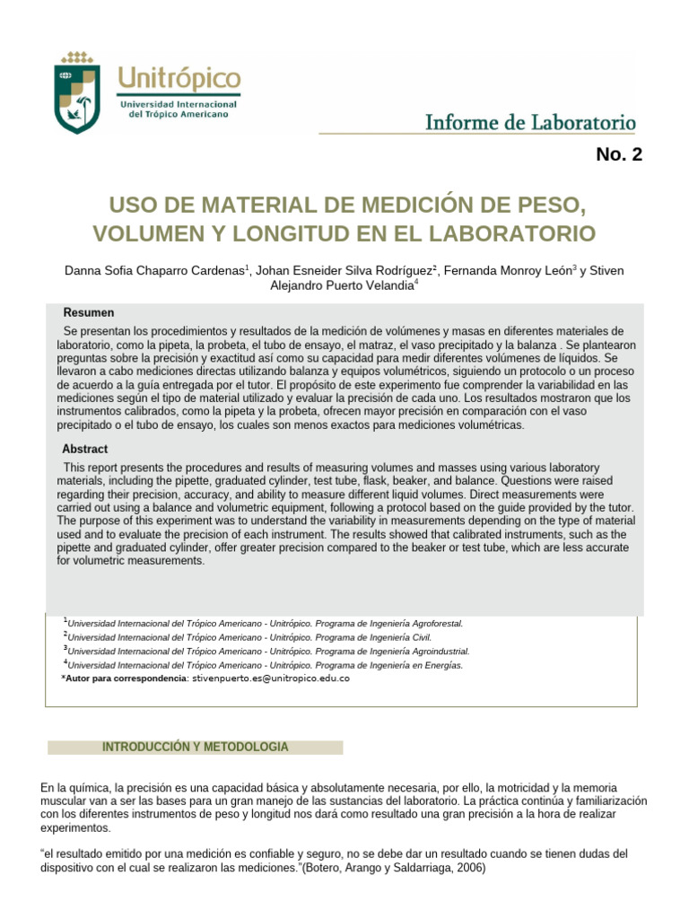 LAB NO 2 (3) | PDF | Metrología | Laboratorios