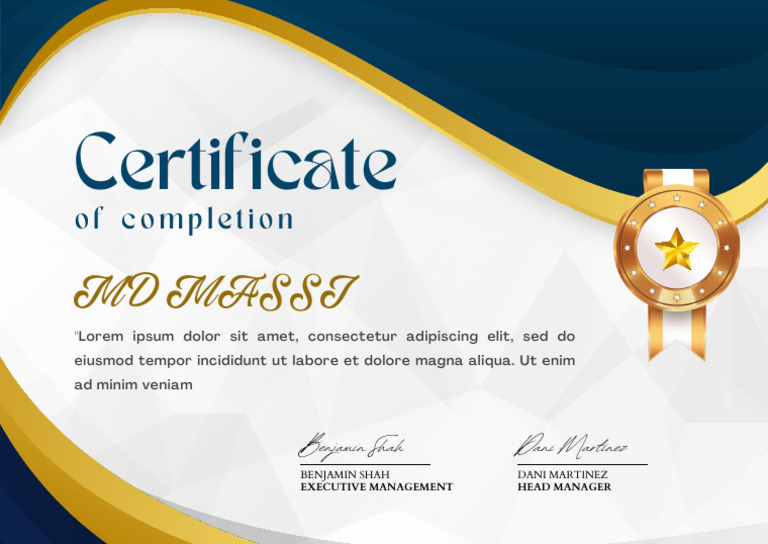 Blue and Gold Abstract Completion Certificate | PDF