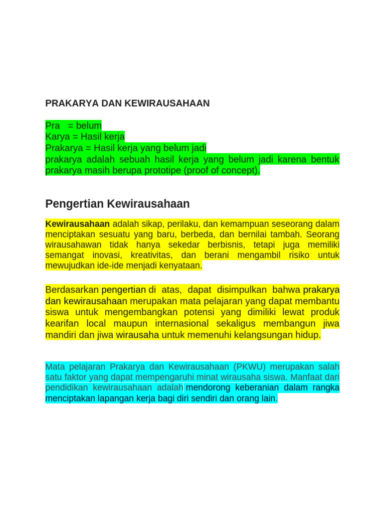 Tujuan Dan Manfaat Pelajaran PKWU | PDF