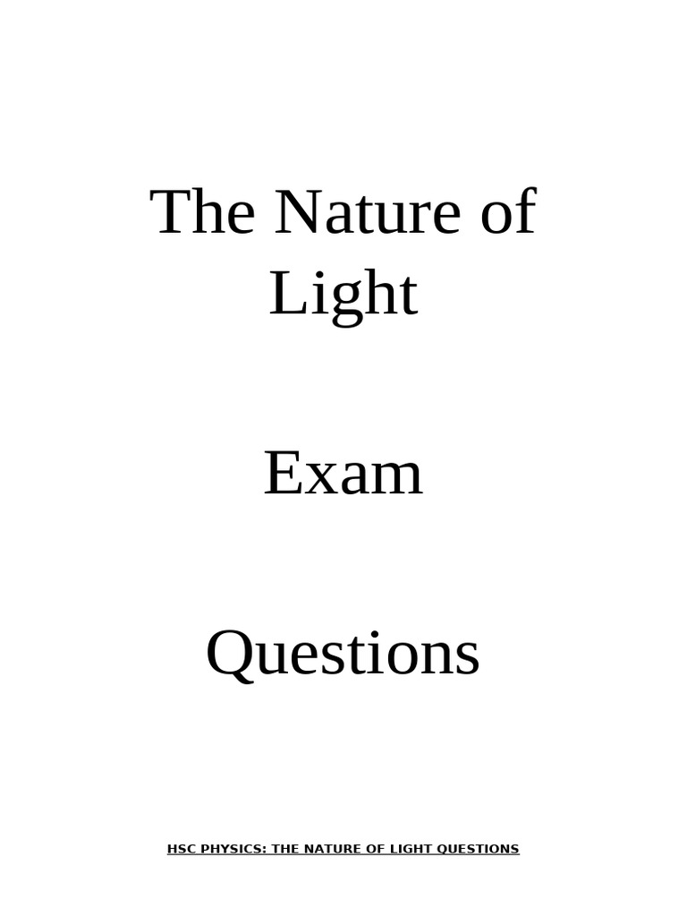 HSC Physics The Nature of Light Past Exam Questions | PDF