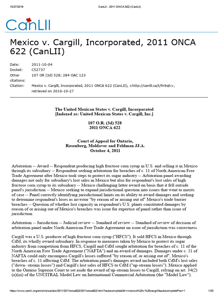 mexico v cargill | PDF | Arbitration | Standard Of Review