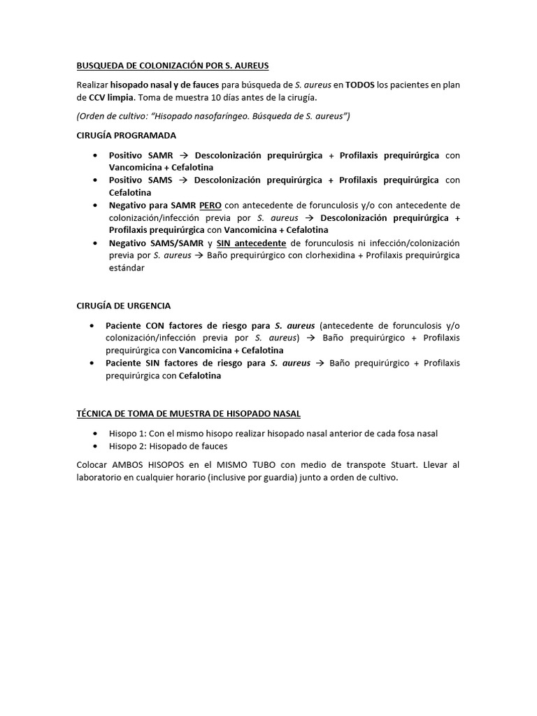 Protocolo CCV | PDF | Staphylococcus Aureus | Inmunología
