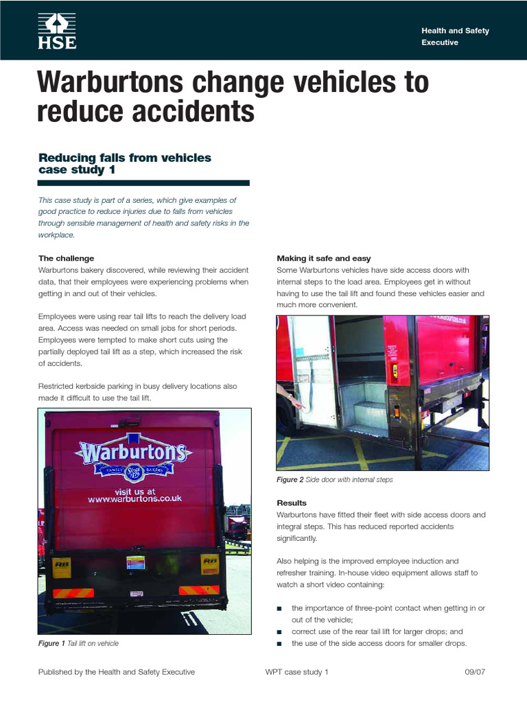 Case Study 5 - Reducing Falls From Vehicles | PDF | Occupational Safety ...