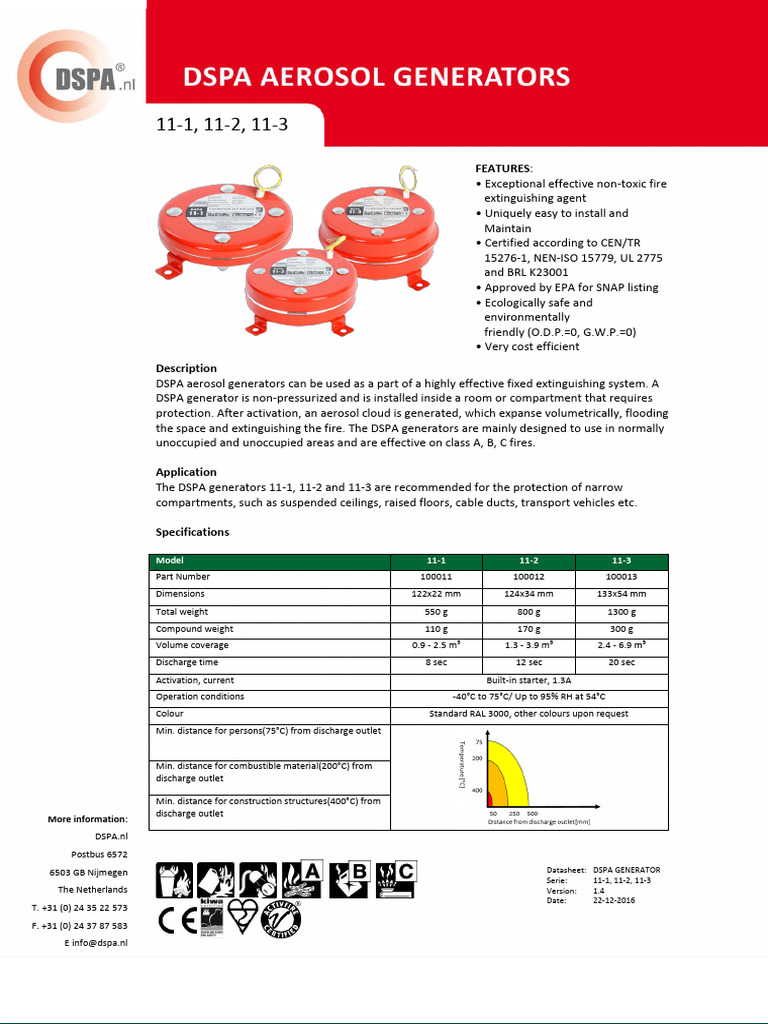 DSPA Aerosol Fire Extinguishing Systems | PDF