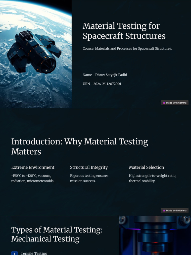 Material Testing For Spacecraft Structures | PDF