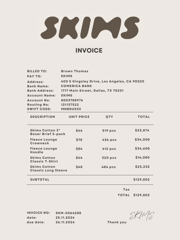 Brown Thomas Invoice | PDF