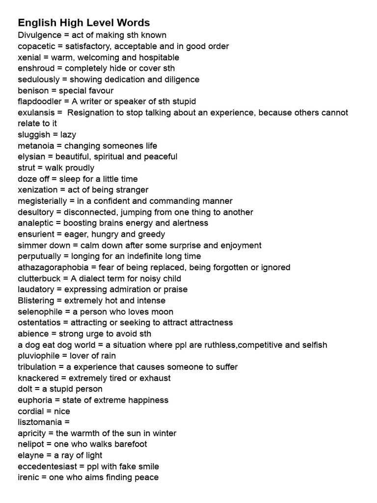 English High Level Words | PDF