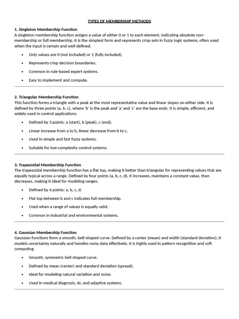 Types of Membership Methods | PDF | Fuzzy Logic | Function (Mathematics)