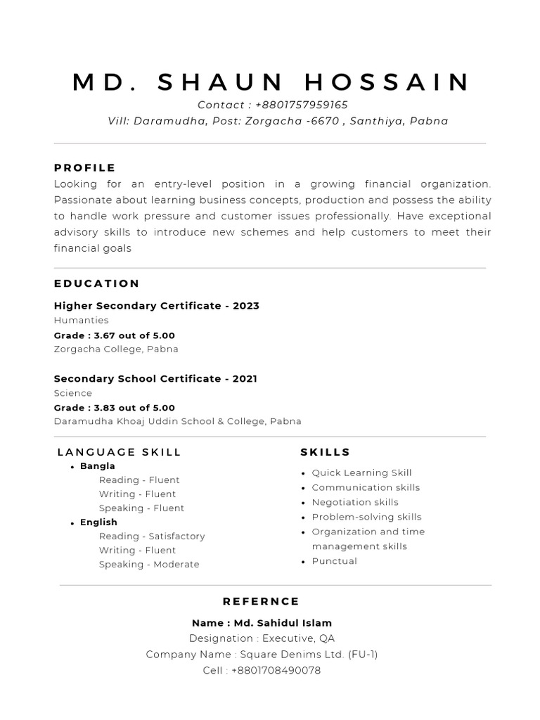 Entry-Level Finance Position Resume | PDF