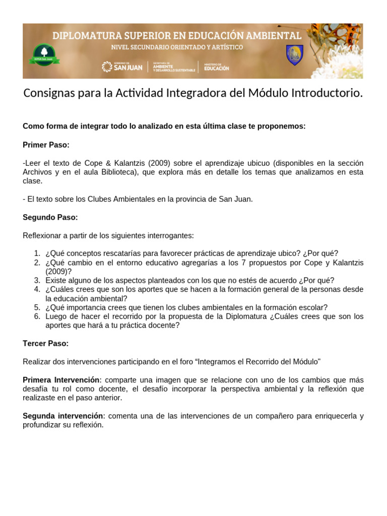 Consignas para La Actividad Integradora Del Modulo Introductorio | PDF