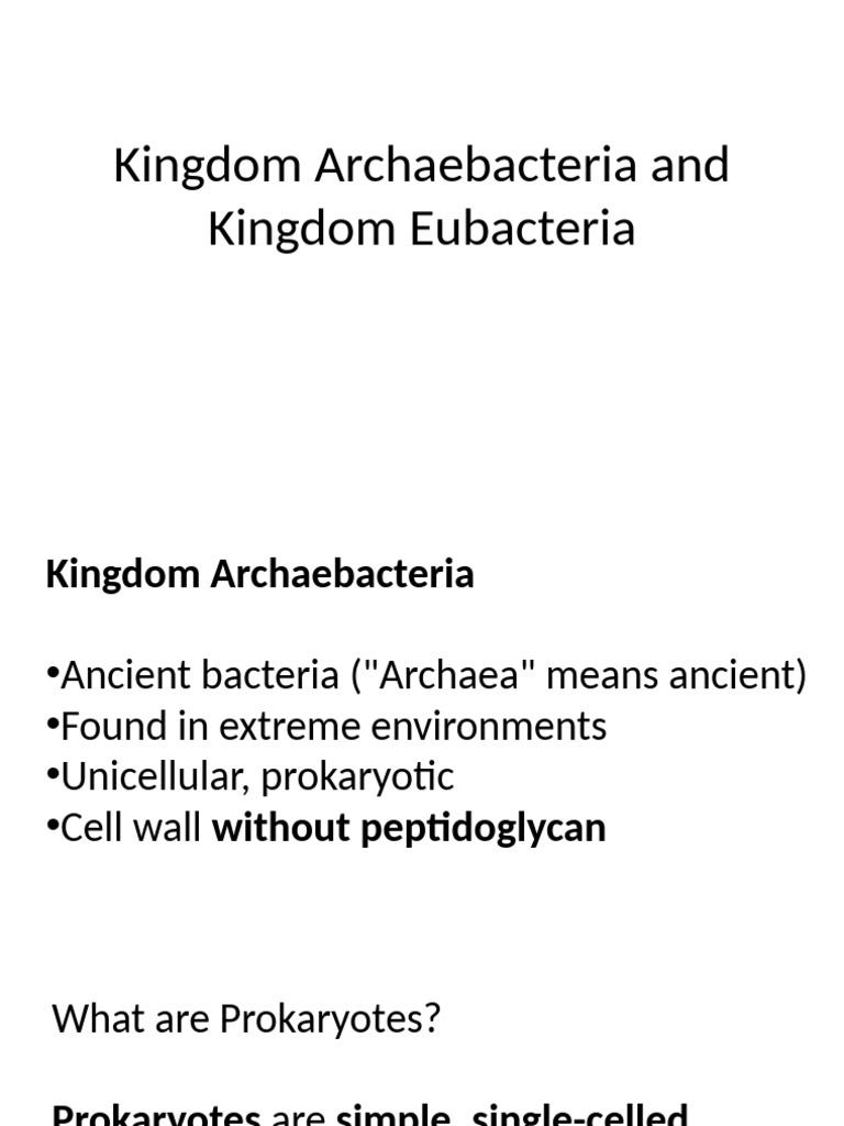 Kingdom Archaebacteria and Kingdom Eubacteria | PDF