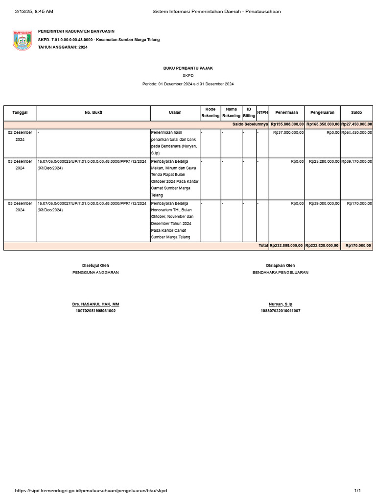 BKU Pembantu Pajak | PDF