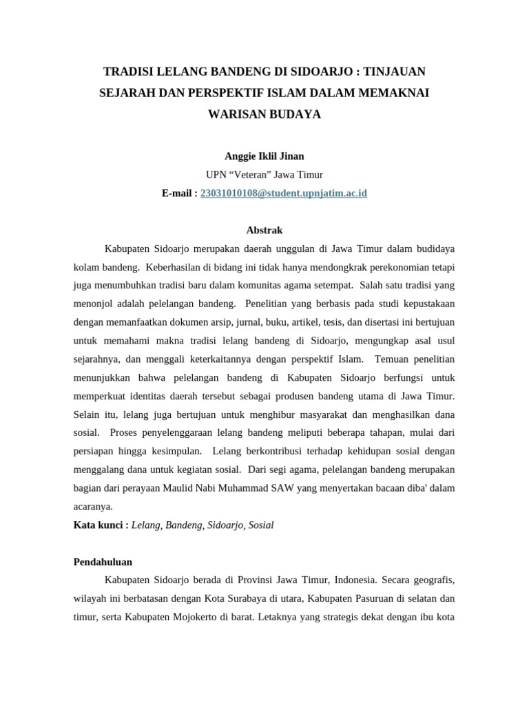 Tradisi Lelang Bandeng Sidoarjo | PDF