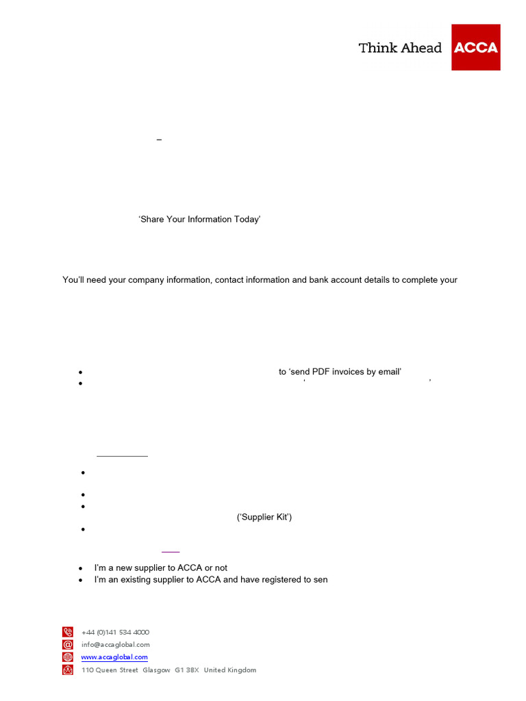 Sending Invoices To ACCA - Important Information | PDF