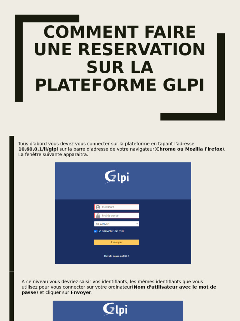 Comment Faire Une Reservation Sur La Plateforme Glpi | PDF