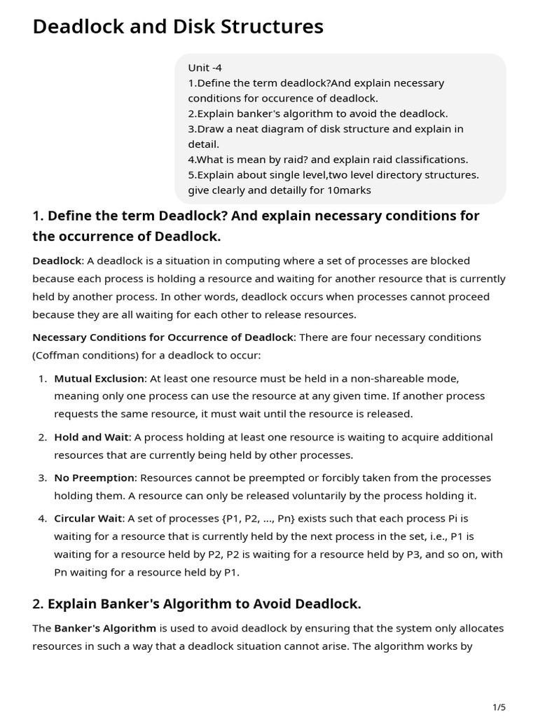Deadlock and Disk Structures | PDF | Disk Storage | Computer Hardware