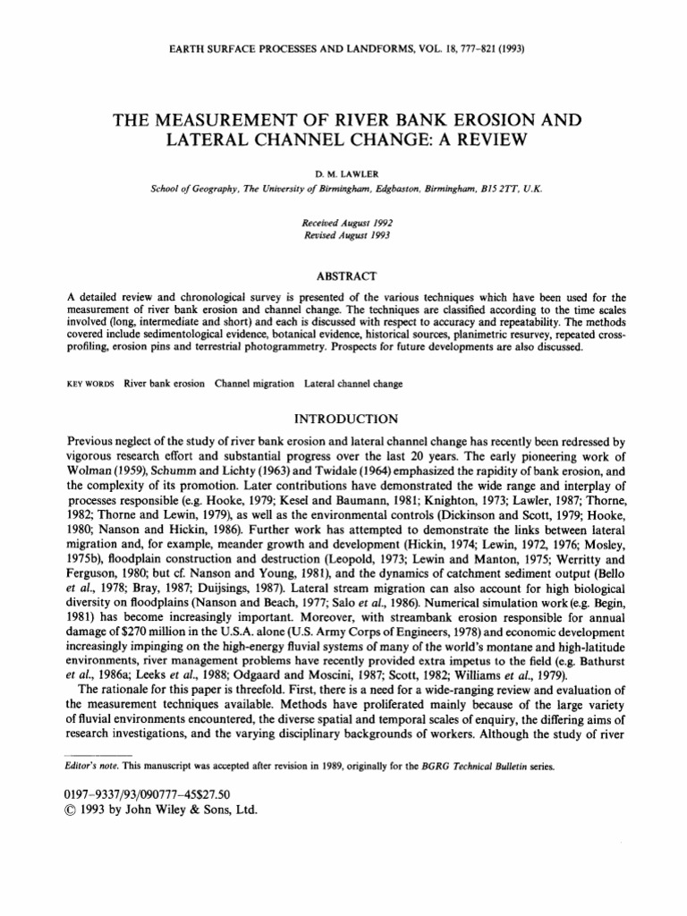 Earth Surf Processes Landf - Winter 1993 - Lawler - The Measurement of ...