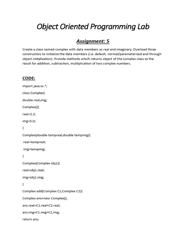 Object Oriented Programming Lab 1 1 Pdf Constructor Object 1021