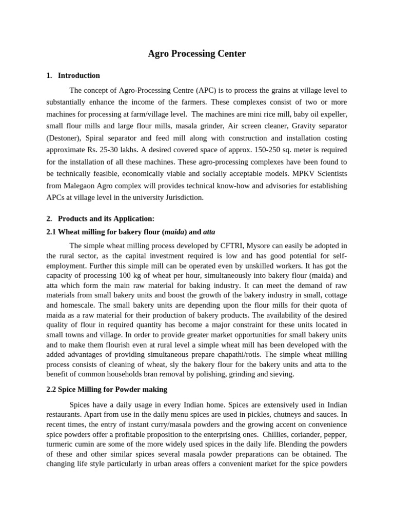 Agro Processing Center - Malegaon | PDF | Spice | Indian Cuisine