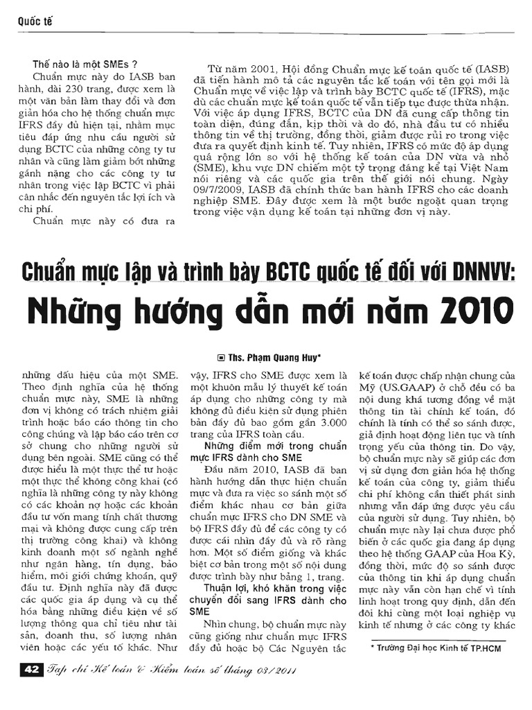 CM Lap Va Trinh Bay BCTC Quoc Te Doi Voi DN Nho Va Vua | PDF