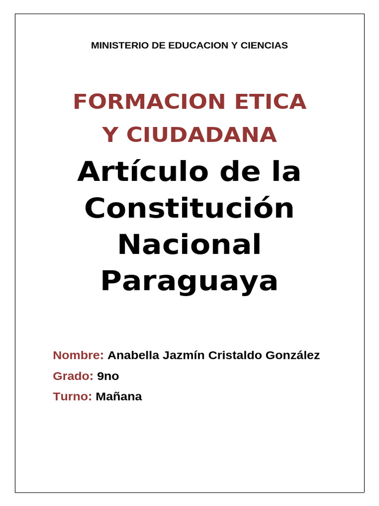 Igualdad y Derechos en la Constitución Paraguaya | PDF | Planificación ...