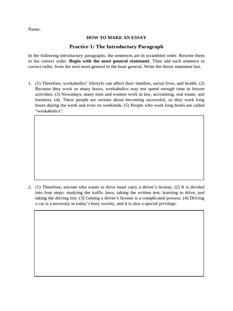 Practice 1 Introductory Paragraph | PDF | Teachers