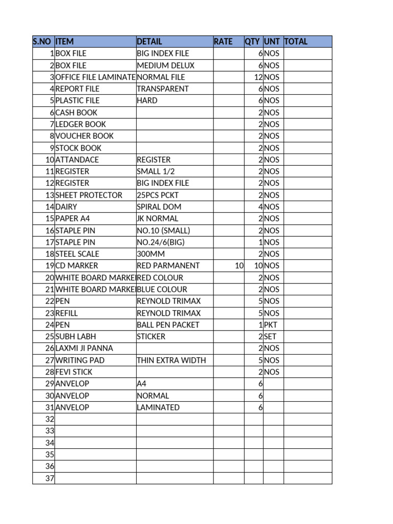 Staitionary 10112023 | PDF