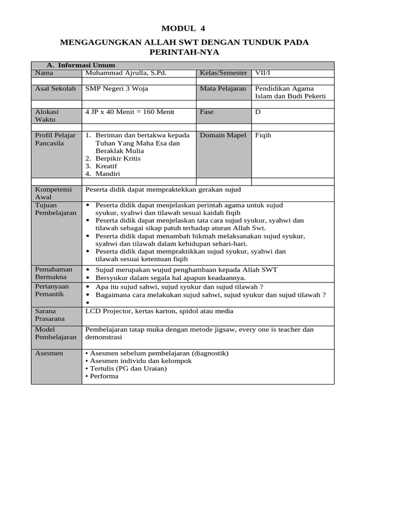 MODUL AJAR 4 Fix | PDF