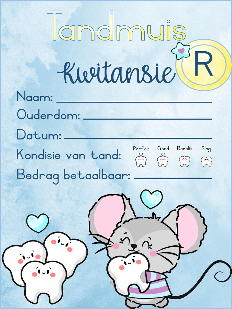 Juffies en Slimmies Tandmuis Kwitansie Seun Bv9tq1 | PDF