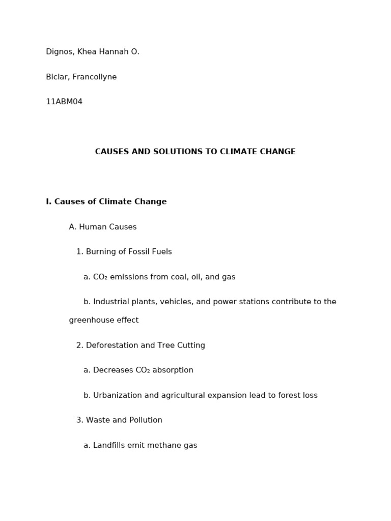 Climate Change Outline ABC | PDF